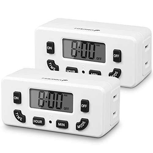 Fosmon 24 Hour Programmable Digital Timer Outlet 2 Pack ON Off Fosmon 24 Hour Programmable Digital Timer Outlet 2 Pack ON Off
