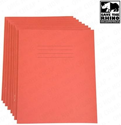 Rhino Exercise Books A5 Red Cover 15mm Lines No Margin [Pack of 8 ...