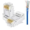PETECHTOOL RJ45 Cat6 Cat5 Connector Gold Plated 8P8C Ethernet Pass ...