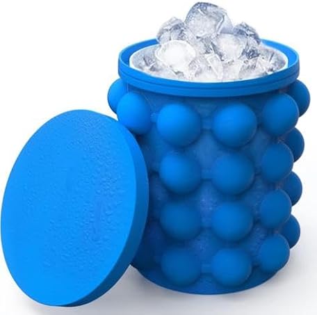 Ice Cube Mold Trays,Large Silicone Bucket, (2in1) Maker,Round, Portable ...