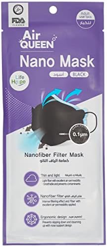 AirQueen NanoFiber Filter Mask (Black) - 5 Individually Wrapped Mask ...