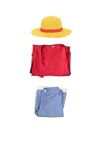 Taiture Kids Luffy Costume Anime Monkey D Luffy Cosplay Shirt Pants ...