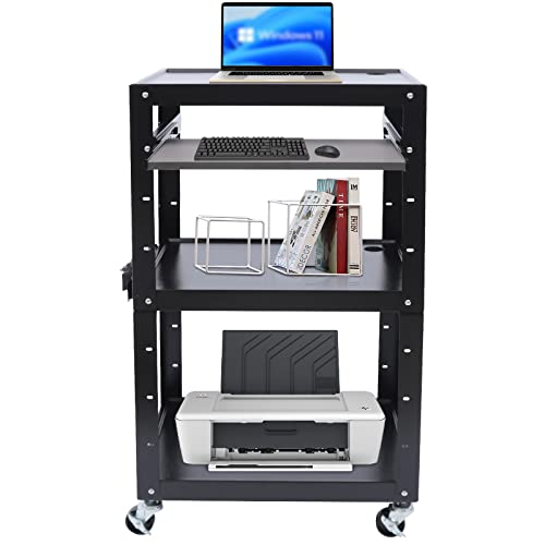Line Leader AV Cart on Wheels,Height Adjustable Top Shelf & Pullout ...
