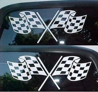 Amazon.com: Applied Graphics White Reflective Double Racing Flag Decals ...