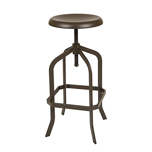 Glitzhome Pinnadel Bar Stool Adjustable Industrial Rustic Metal Dining ...