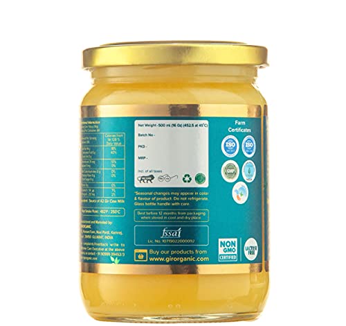 GirOrganic Grass Fed A2 Ghee | Clarified Butter (16 Oz) - Unsalted Gir ...
