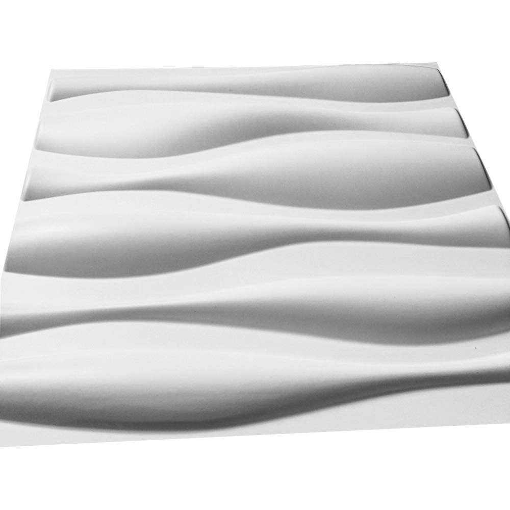 Art3d Durable Plastic 3D Wall Panel PVC Wave Wall Design, White, 12 ...