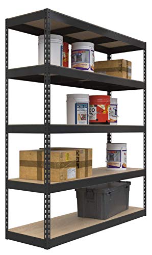 MonsterRax Modular Garage Shelving - 5 Tier Storage Shelves, Tall Metal ...
