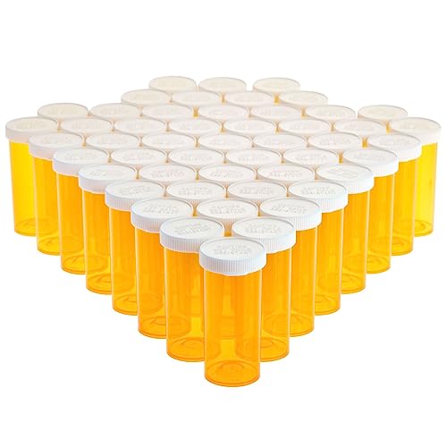 50 Pack Empty Pill Bottles with Caps for Prescription Medication, 8 ...