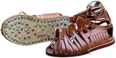Amazon.com | Roman Soldier Legionaire Brown Leather Men Roman Sandals ...