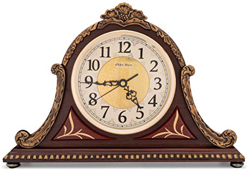Olden Days Mantel Clock with Real Wood, 4 Chime Options, Antique ...