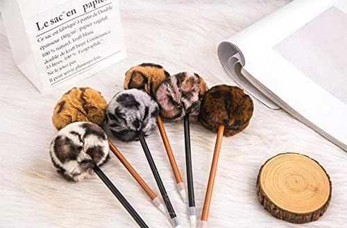 5PCS Pom Pom Ball Pen Cute Leopard Design for Girls Ladies Kids Fluffy ...