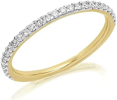 F.Hinds Womens Jewellery 9ct Yellow Gold Diamond Half Eternity Ring 1 ...