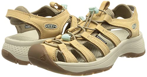 KEEN Women's Astoria West Leather Closed Toe Sandal Doe/Blue Glass 10.5 ...