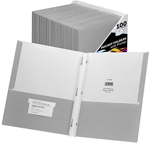Mua FILE-EZ Two-Pocket Folders with 3-Prong Fasteners, Gray Color, 100 ...