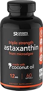 Amazon.com: Triple Strength Astaxanthin (12mg) with Organic Coconut Oil ...
