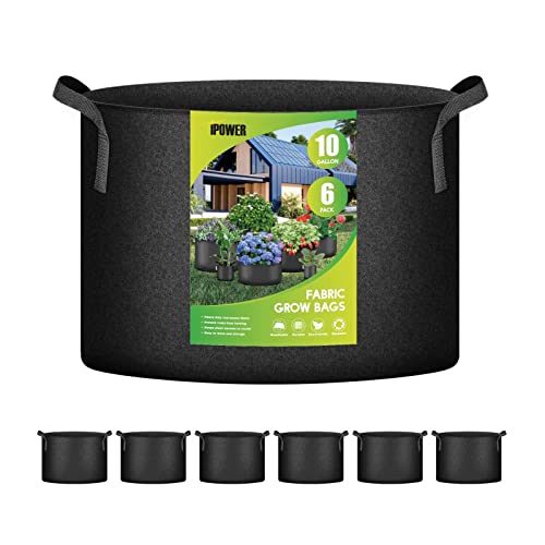 iPower Plant Grow Bag 10 Gallon 6-Pack Heavy Duty Fabric Pots, 300g ...