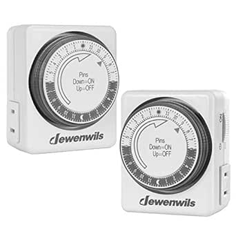 DEWENWILS Indoor Electric Timer with 2 Prone Dual Outlet, 24 Hour Daily ...