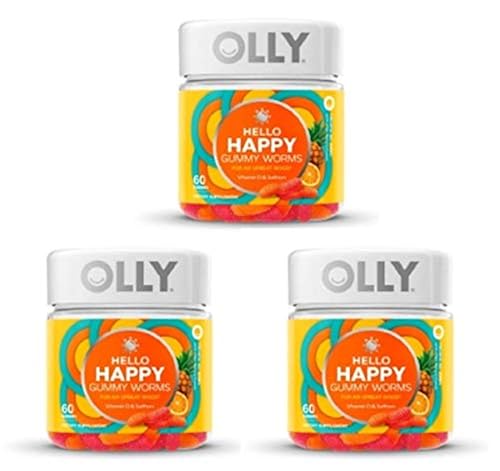 Olly Hello Happy Gummy Worms Mood Vitamins! 60 Gummies Tropical Zing ...