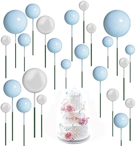66pcs Mini Balloons Cake Topper Foam Ball Cake Picks Pearl Balls Shaped ...