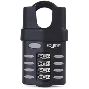 Squire Locks CP50CS Heavy Duty Recordable Combination Padlock, Black ...