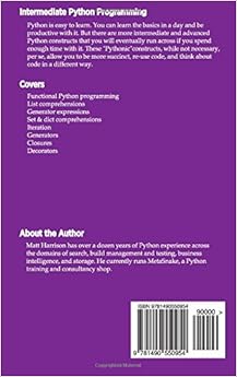 Treading on Python Volume 2: Intermediate Python: Matt Harrison: 9781490550954: Amazon.com: Books