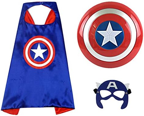 Captain America 12 Shield + Blue Cape Cosplay Set, Cartoon Superhero ...