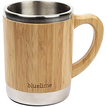 Amazon.com: Bluelime Bamboo Coffee Mug – Stainless Steel Wooden Coffee ...