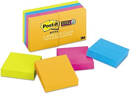 Amazon.com : MMM6228SSAU - Post-it Notes Super Sticky 2x2 Jewel Pop ...