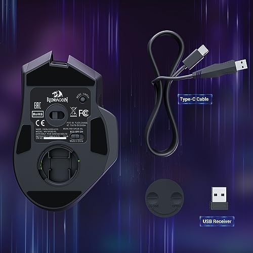 Redragon Wireless Gaming Mouse, Ergonomic Mouse 16000 DPI with Rapid ...