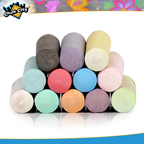 Chalk City Sidewalk Chalk, 136 Count, Jumbo Chalk, Non-Toxic, Washable ...