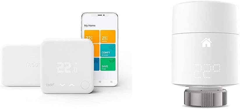 tado° Wireless Smart Thermostat Starter Kit V3+ & Smart Radiator Thermostat (Vertical mounting ...