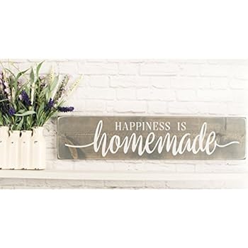 Amazon.com: Happiness is Homemade Wooden Sign - Rustic Farmhouse Wood ...