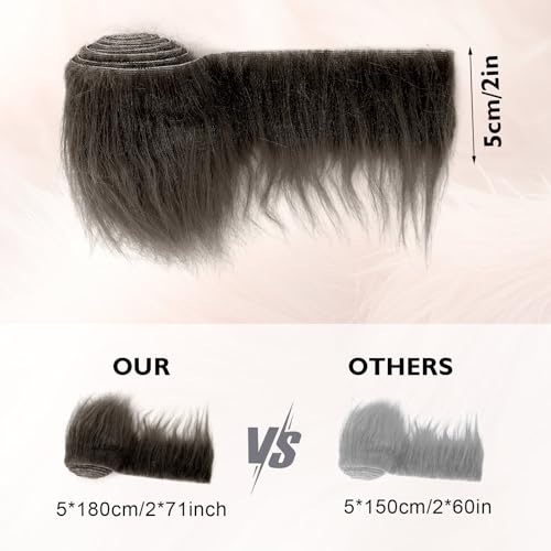 Lusofie Shaggy Plush Faux Fur Fabric Precut Strips 2x71inch Dark Coffee ...