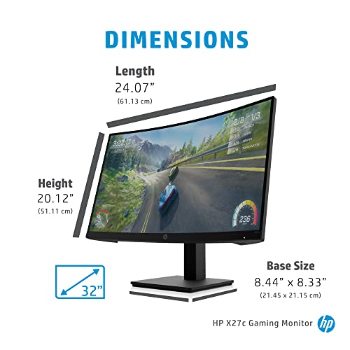 HP 27-inch Curved 165Hz FHD Gaming Monitor, Eyesafe (X27c, Black ...