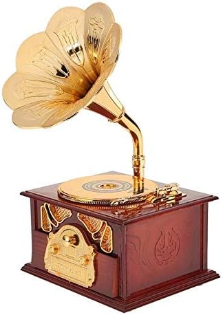 YC Musical Boxes Home Décor Music Box Antique Wooden Music Box Metal ...