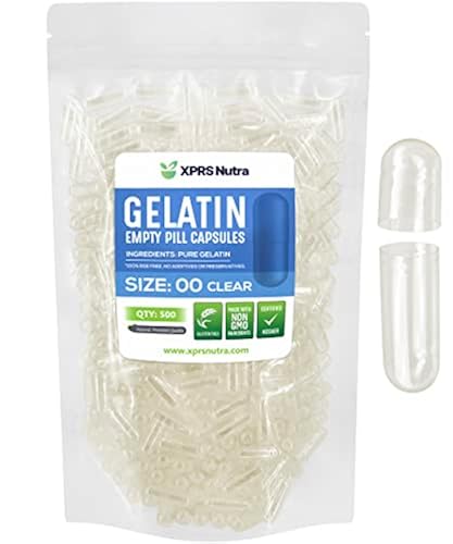 XPRS Nutra Size 00 Empty Capsules - 500 Count Clear Empty Gelatin ...