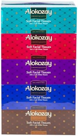 Alokozay Soft Facial Tissues, 200 Sheets x 2 Ply White Tissues, Pack of ...