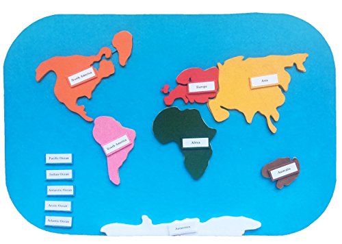Buy Handmade Montessori felt , continents of the world, Montessori ...