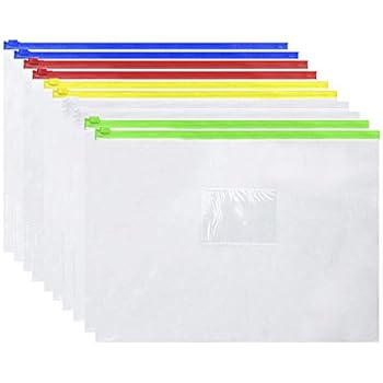 Amazon.com : JPSOR 10pcs Poly Zip Envelope Files 5 Color Zippers ...