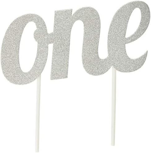 Creative Converting 1st Birthday One Glitter Cake Topper, Blue/Silver ...