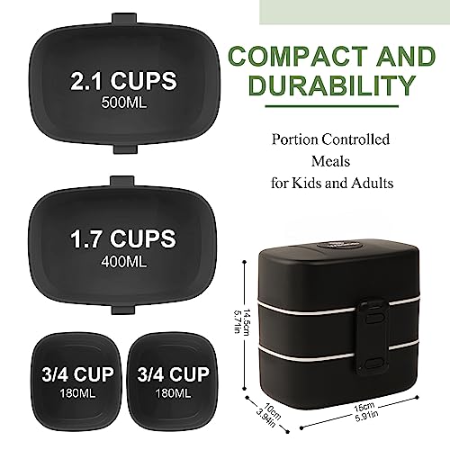 Wagindd Bento Box - Leak-Proof Stacking Lunch Boxes with 4 Compartments ...