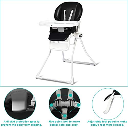 INFANS Simple Fold Baby High Chair, Space Saving with Multiple ...