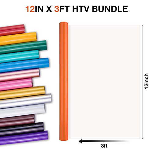 HTVRONT HTV Heat Transfer Vinyl Bundle - 14 Pack 12" x 3FT HTV Vinyl ...