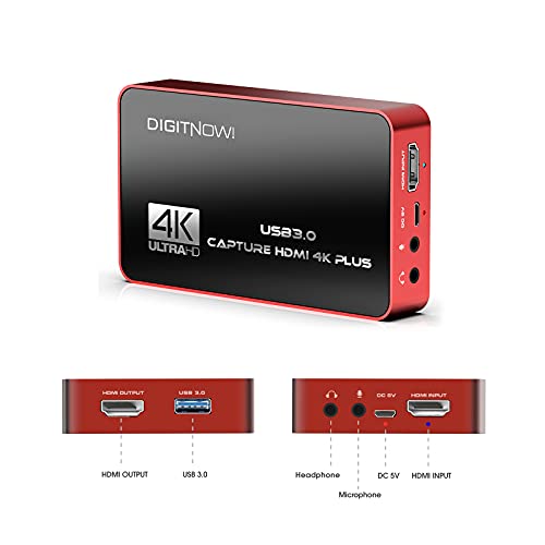 DIGITNOW HD 60S USB 3.0 Capture Card HDMI 4K Plus, 1080P 60FPS or 4K ...