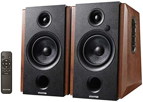 Sanyun SW228BT Powered Bluetooth Bookshelf Speakers - 4 Inch Active Carbon Fiber Speaker ...