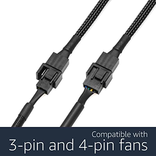 CRJ Micro 4-Pin GPU Fan Adapter Cable - 6-inch (15cm), Black Sleeved ...