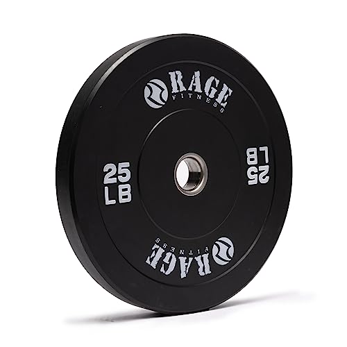 Rage Fitness 25lb Olympic Bumper Plates, 17.5" X 2" Rubber Weight Plate ...
