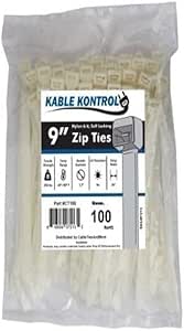 Amazon.com: Kable Kontrol Heavy Duty Cable Zip Ties 100 Pcs 9 Inch, Natural White, 250 Lbs ...
