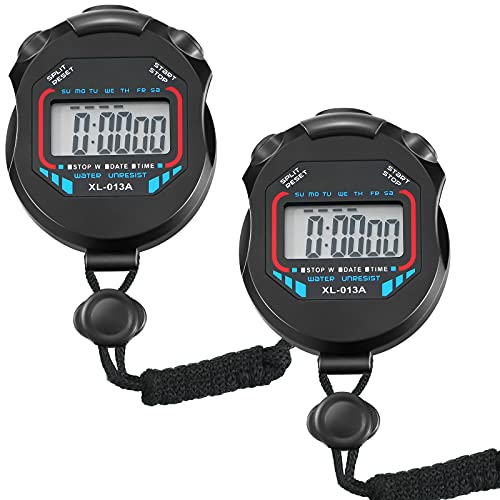 2 Pieces Digital Stopwatch Timers Sports Stopwatch Water Resistant ...